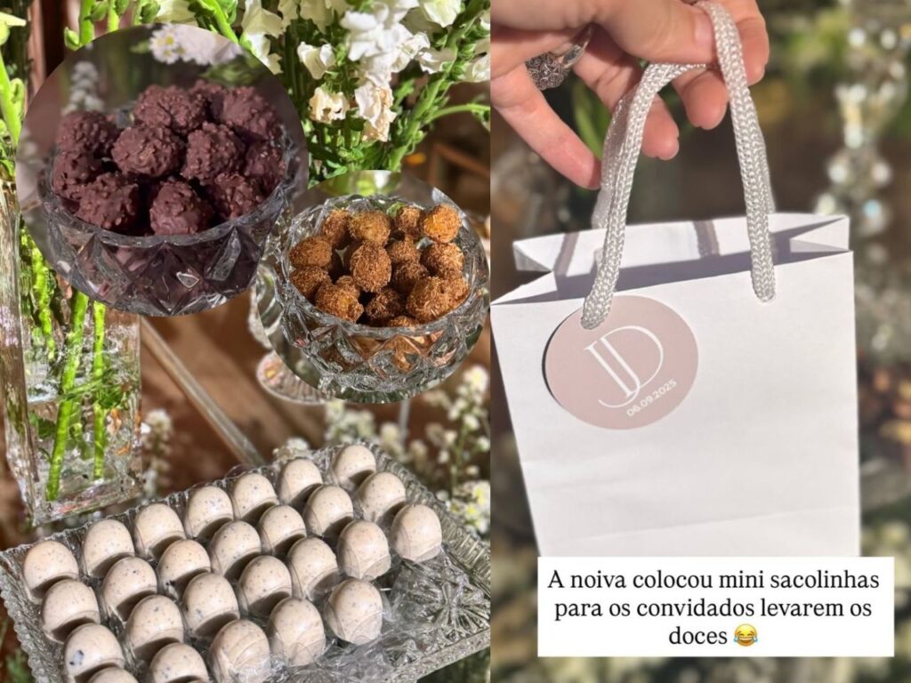 'Perrengue chique': noivos dão sacolinha e convidados levam mais de mil doces para casa