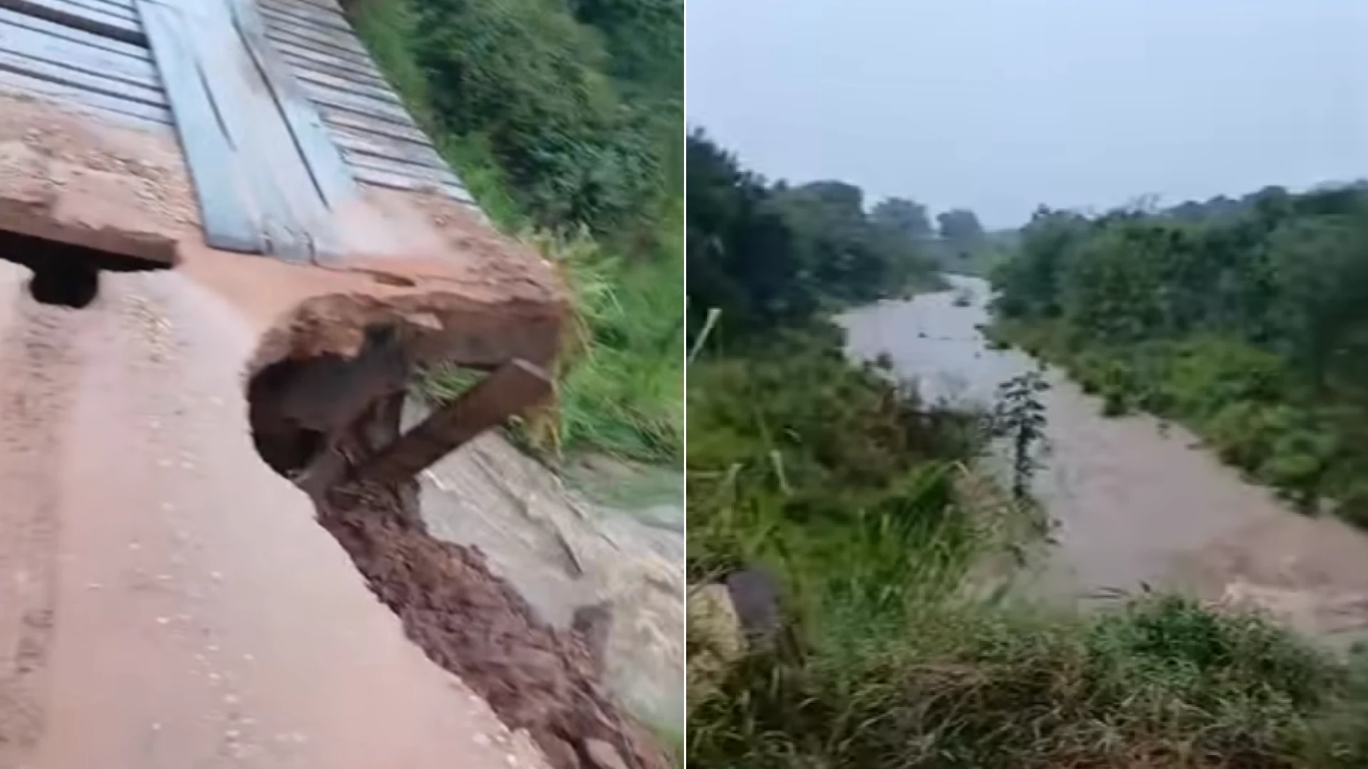 Ponte do Rio Segredo foi interditada. (Foto: Reprodução, JCA)